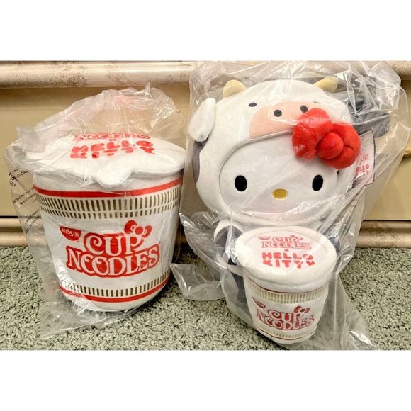 Kidrobot | Toys | Rare Kidrobot Hello Kitty Cup Noodles 4 Cow Plush Cup ...